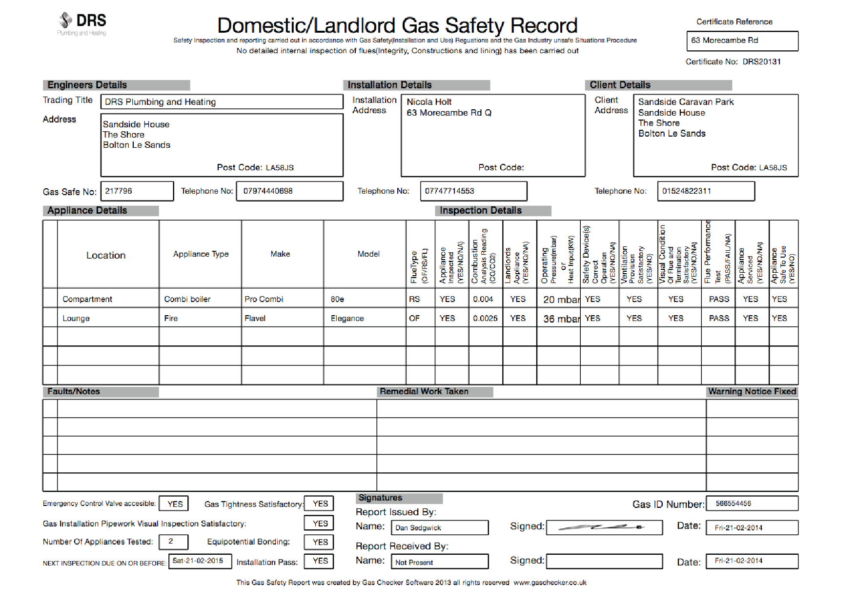 Gas Checker Gas Reports
